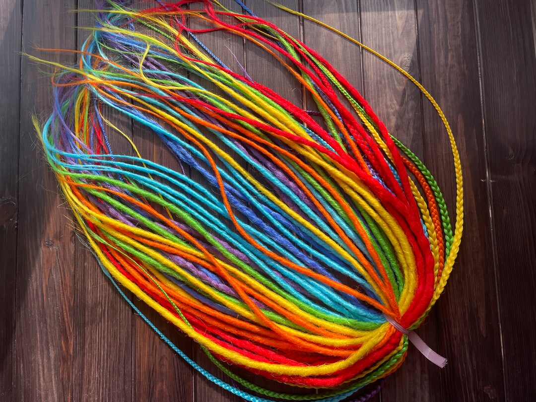Rainbow Set of Dreadlocks Mix Dreadlocks and Braids Bohemian Hair Style ...