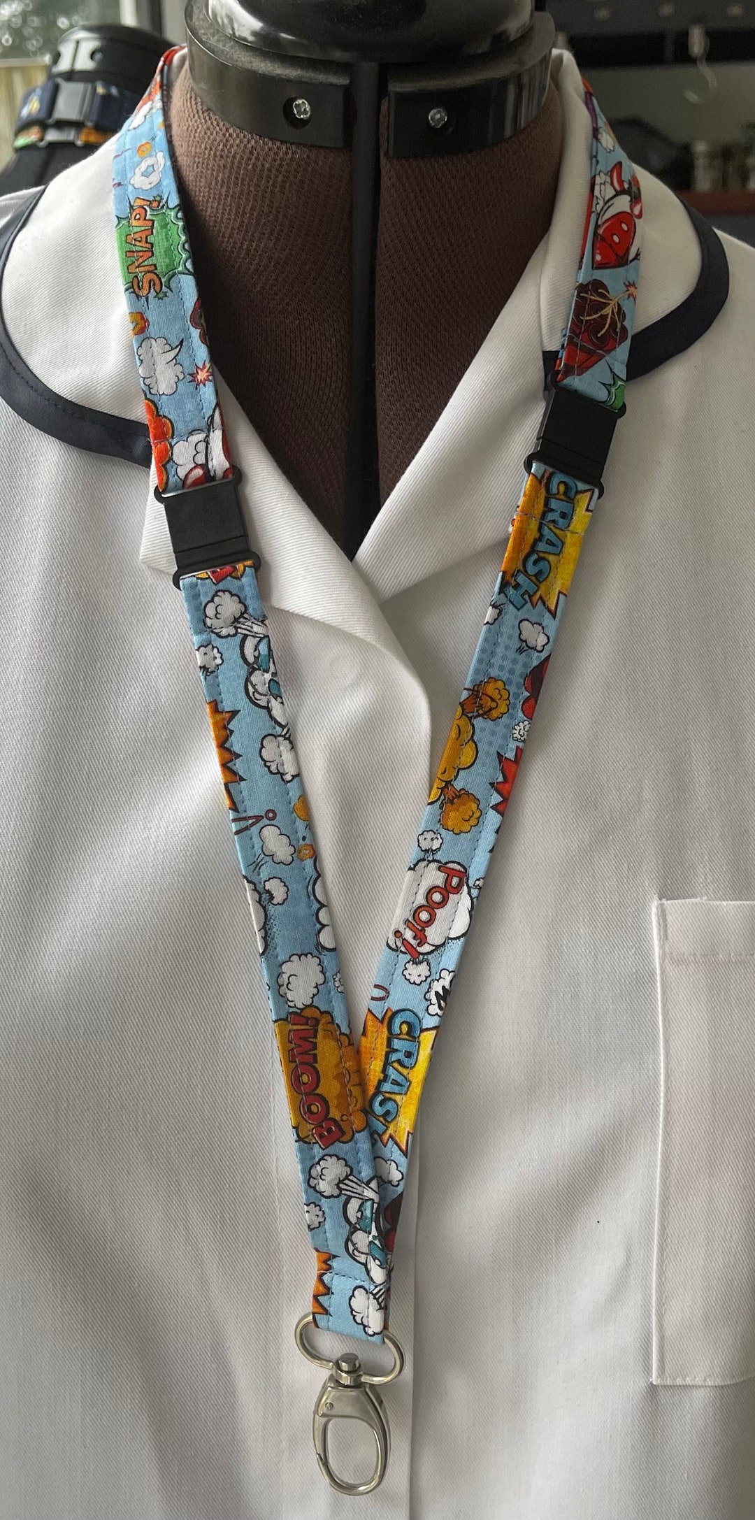 Comic Con Blue Fabric Breakaway Lanyard, Safety Lanyard, Badge Lanyard ...