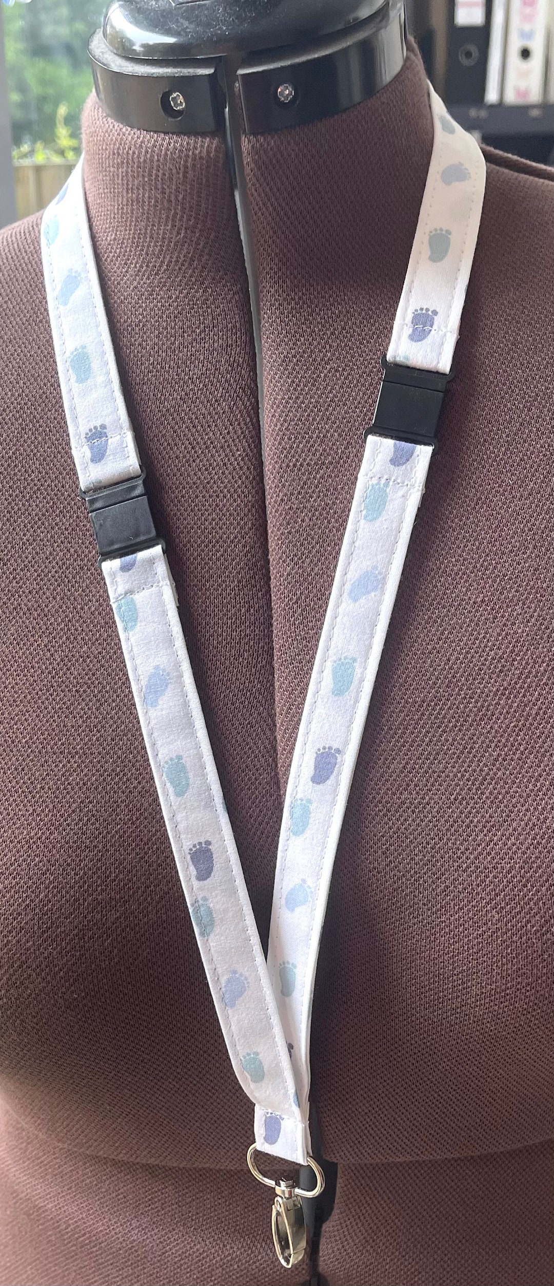 Foot Print Blue Fabric Breakaway Lanyard, Safety Lanyard, ID Badge ...