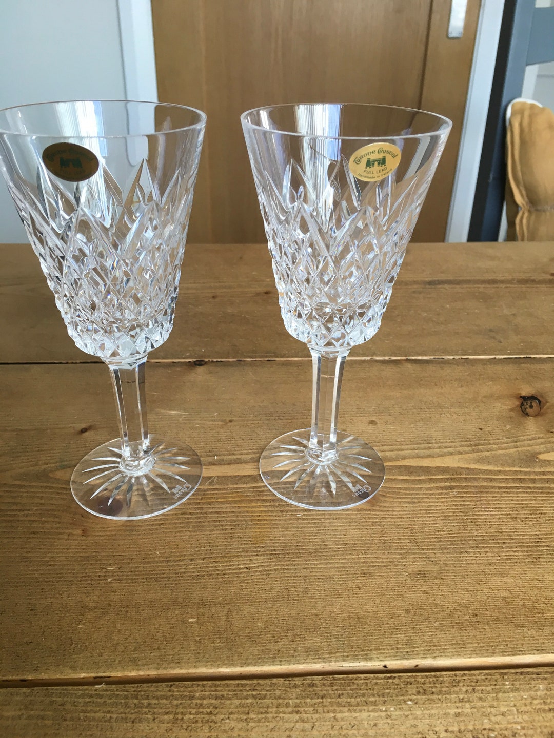 Two Tyrone Crystal Wine Glasses in Sperrin Pattern - Etsy