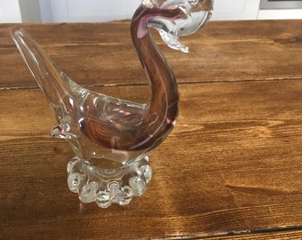 Handmade Blown Glass Small Figurine Green and Orange Baby DUCK - Etsy