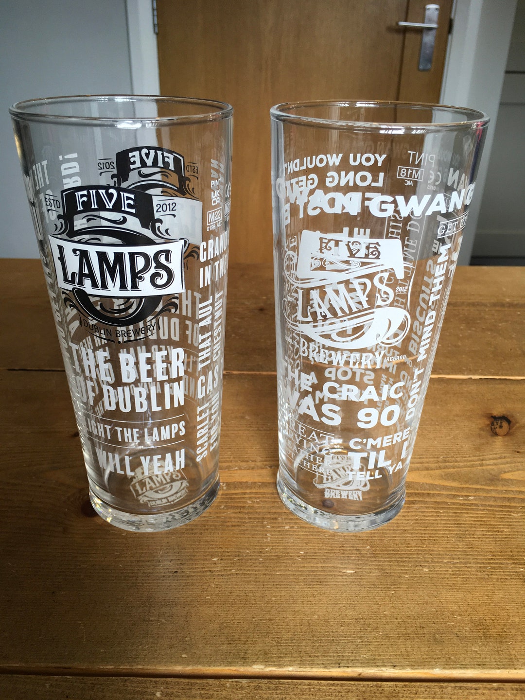 Two Five Lamps Dublin Brewery Pint Glasses - Etsy