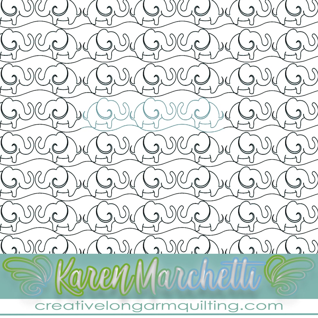 Elephant Parade Longarm Quilting Digital Design Pattern Edge to Edge ...