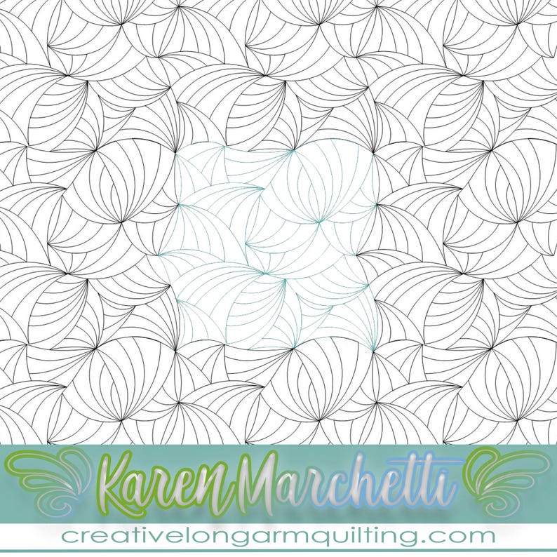 Fan Fill Longarm Quilting Digital Design Pattern Edge to Edge E2e Panto Pantograph Computerized ...