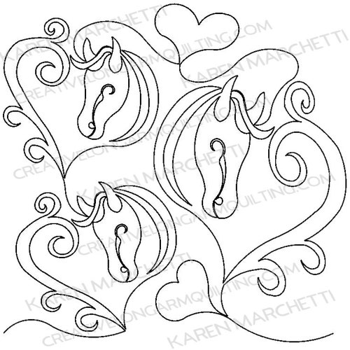 Horse Love Longarm Quilting Digital Pattern for Edge to Edge - Etsy