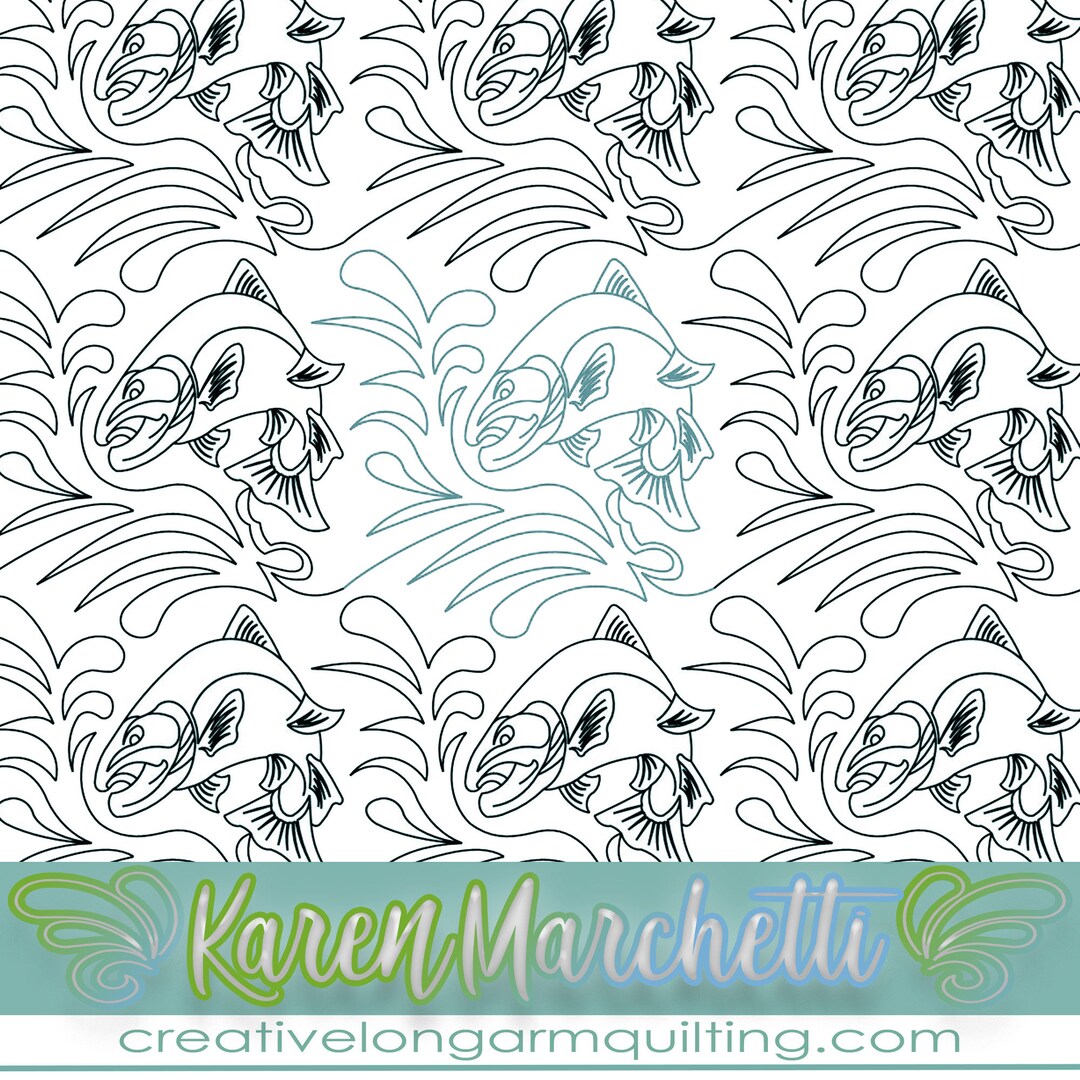 Trout 2 Longarm Quilting Digital Pattern for Edge to Edge E2e and Pantograph Computerized - Etsy