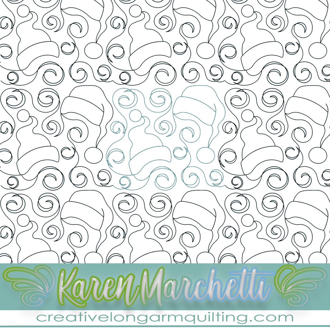 Santa Hats Longarm Quilting Digital Design Pattern Edge to Edge E2e Panto Pantograph ...