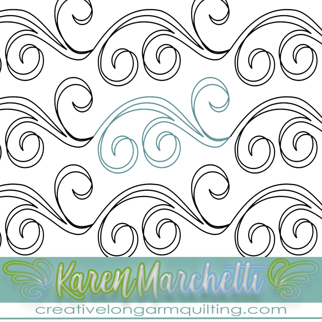 Whispy Curls Longarm Quilting Digital Design Pattern Edge to Edge E2e Panto Pantograph ...