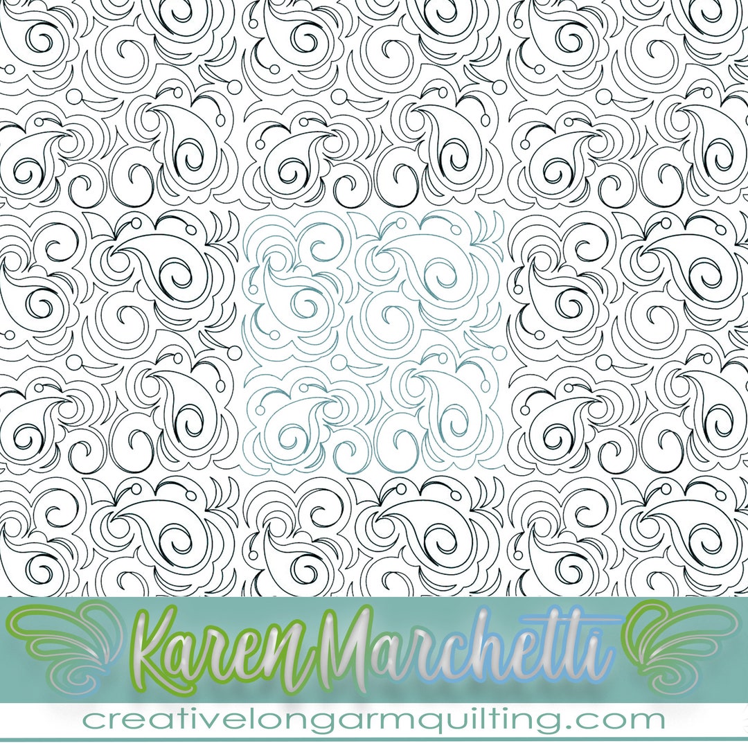 Paisley Swirl Longarm Quilting Digital Design Pattern Edge to Edge E2e Panto Pantograph ...