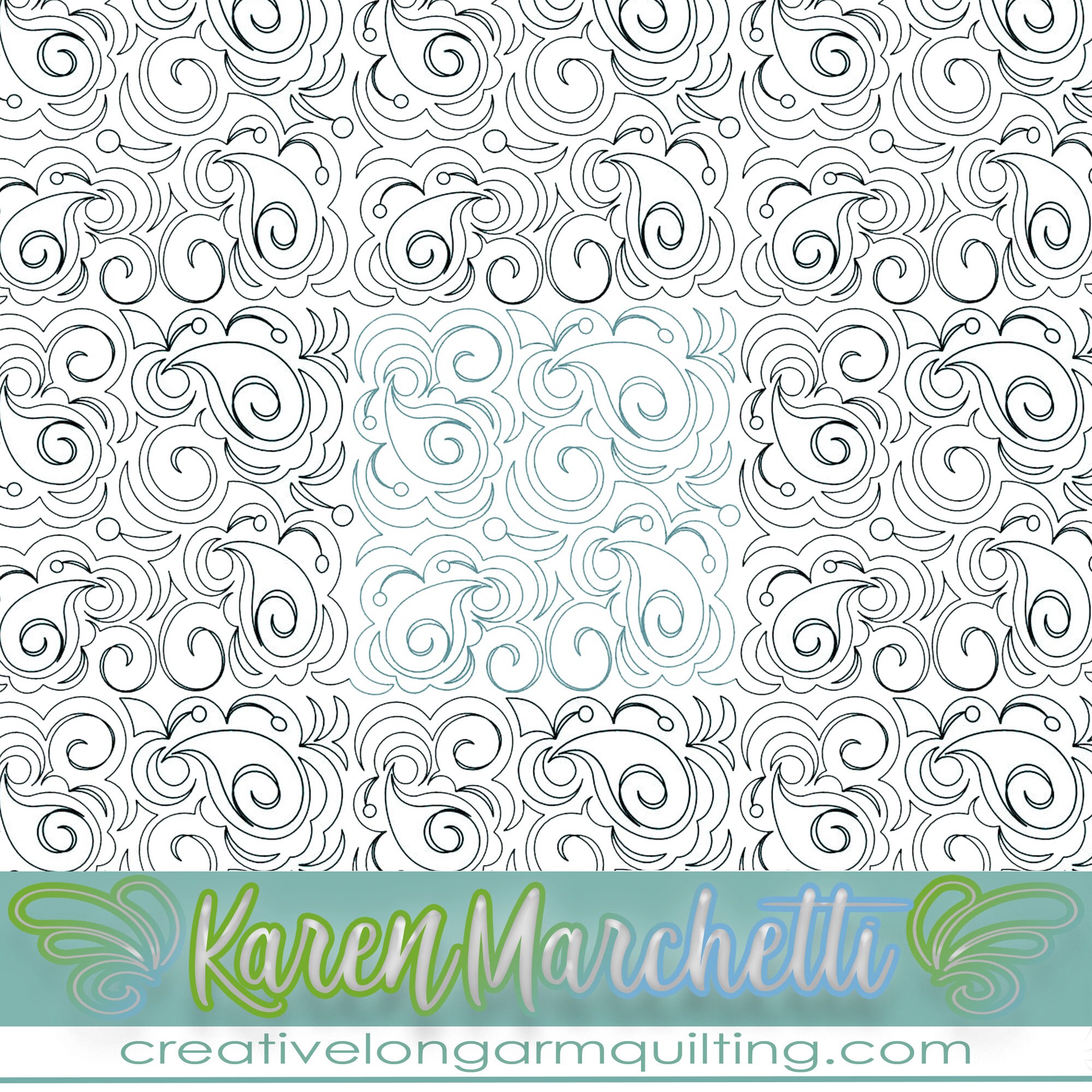 Paisley Swirl Longarm Quilting Digital Design Pattern Edge to Edge E2e Panto Pantograph ...
