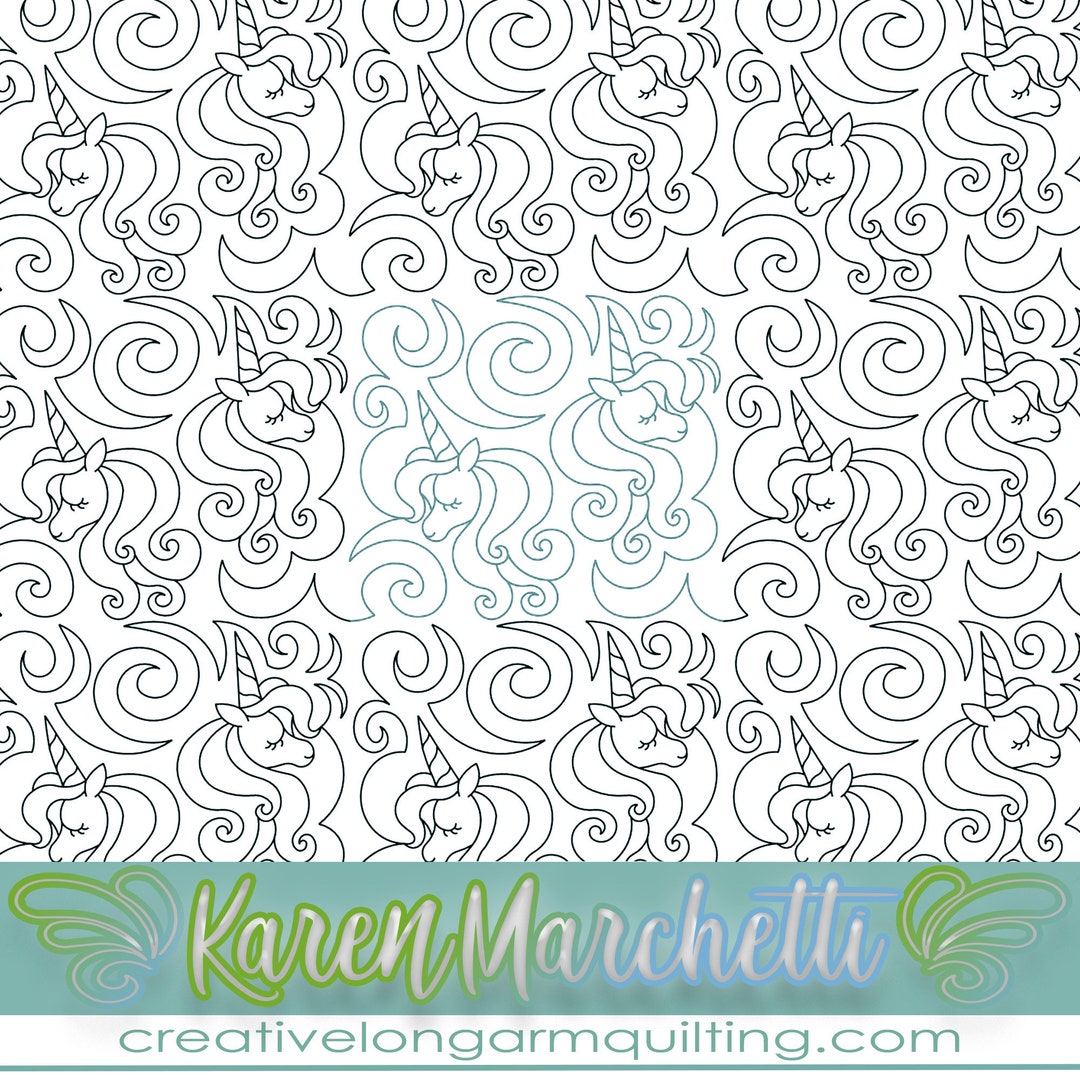 Unicorns Longarm Quilting Digital Design Pattern Edge to Edge E2e Panto Pantograph Computerized ...