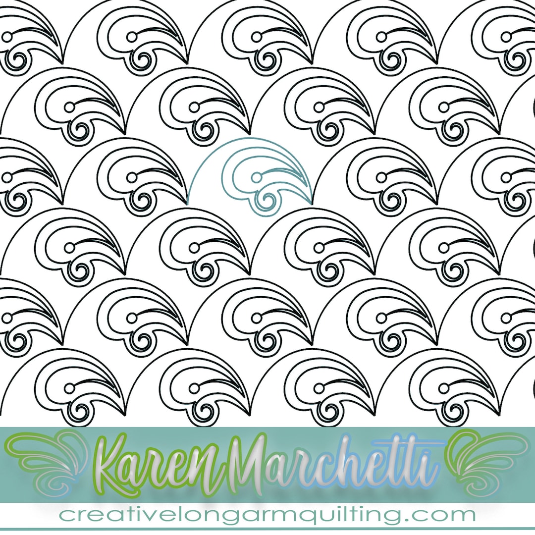 FF Feathers Curl 18 Longarm Quilting Digital Design Pattern Edge to Edge E2e Panto Pantograph ...
