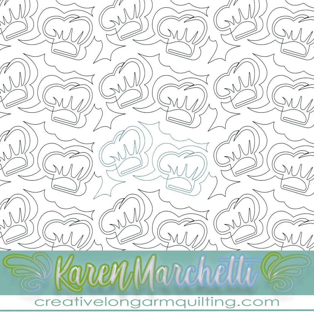 Chefs Hat 2 Longarm Quilting Digital Design Pattern Edge to Edge E2e ...