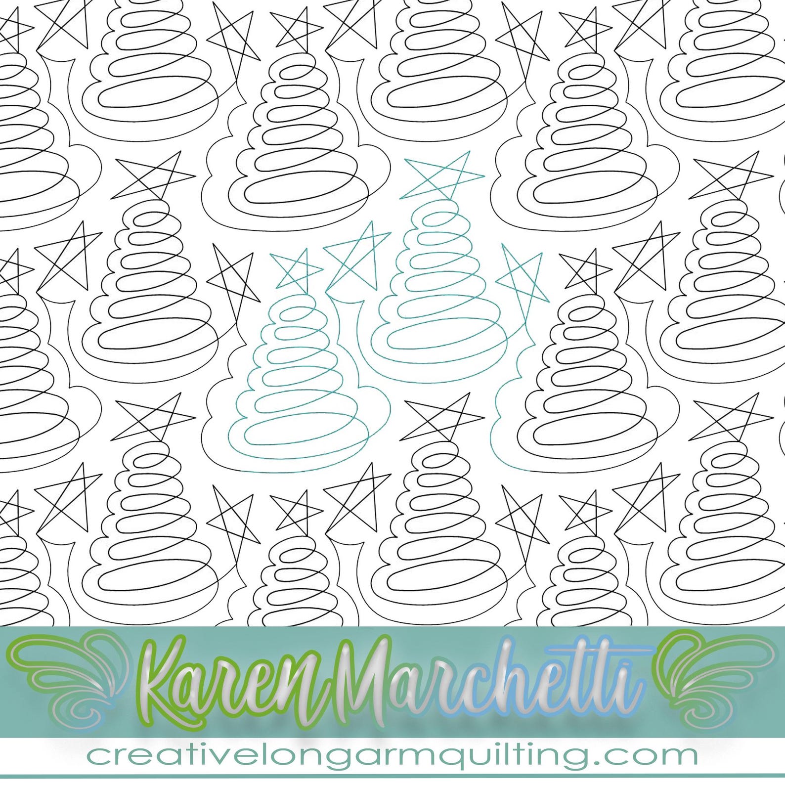 Christmas Tree Bounce Longarm Quilting Digital Design Pattern Edge to Edge E2e Panto Pantograph ...