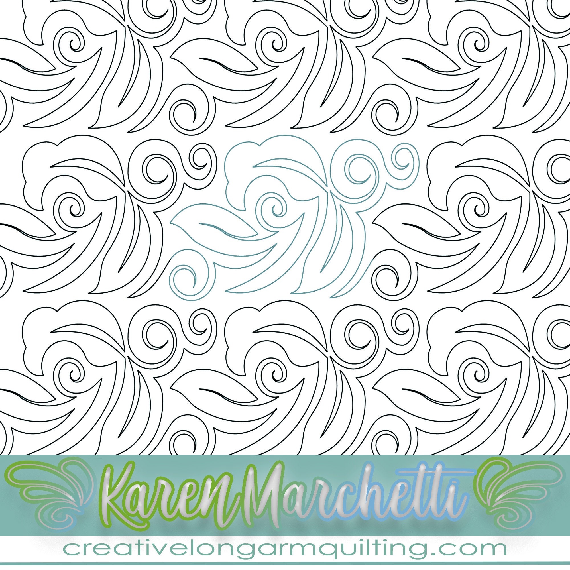 Botanic Swirls Longarm Quilting Digital Design Pattern Edge to Edge E2e Panto Pantograph ...