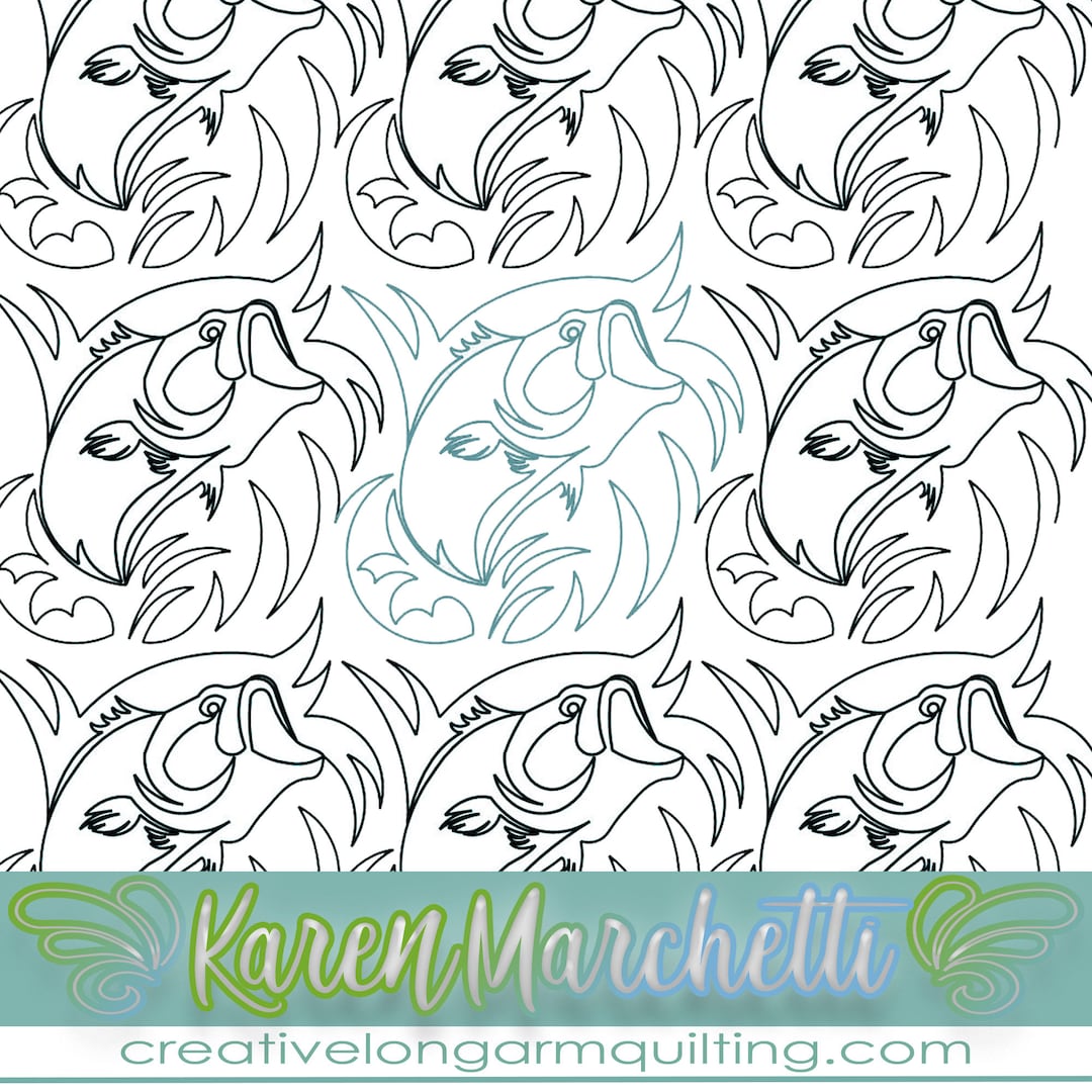 Fish on Longarm Quilting Digital Design Pattern Edge to Edge E2e Panto ...