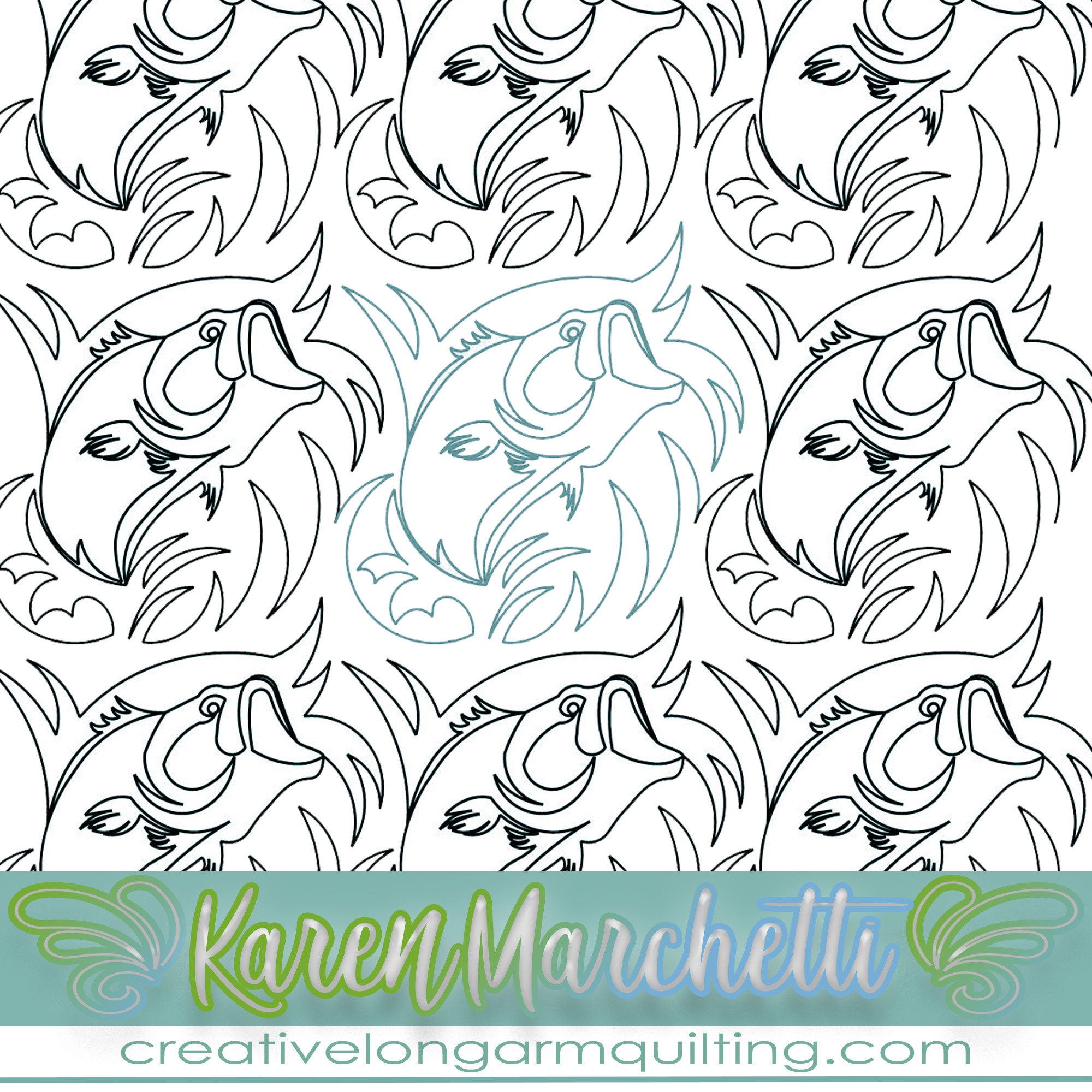 Fish on Longarm Quilting Digital Design Pattern Edge to Edge E2e Panto ...