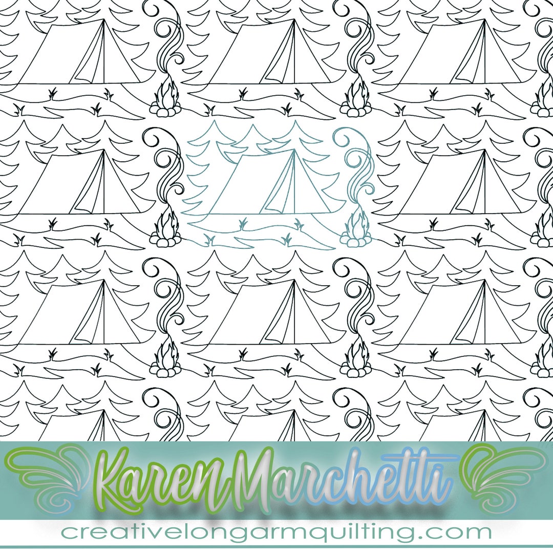 Camping Longarm Quilting Digital Design Pattern Edge to Edge E2e Panto ...