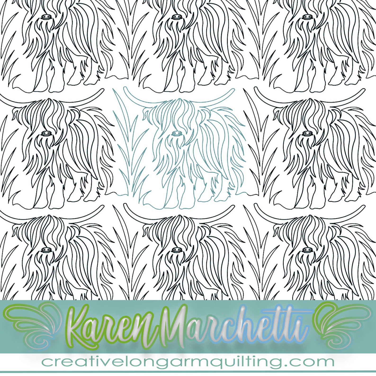 Heathers Highland Cow Longarm Quilting Pattern (digital Download) - Etsy