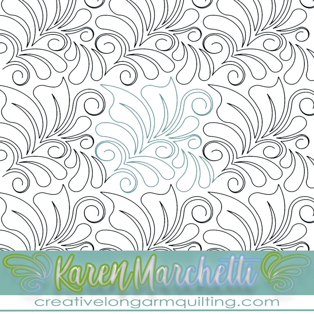 Swiffy Feather Curls Longarm Quilting Digital Design Pattern Edge to Edge E2e Panto Pantograph ...