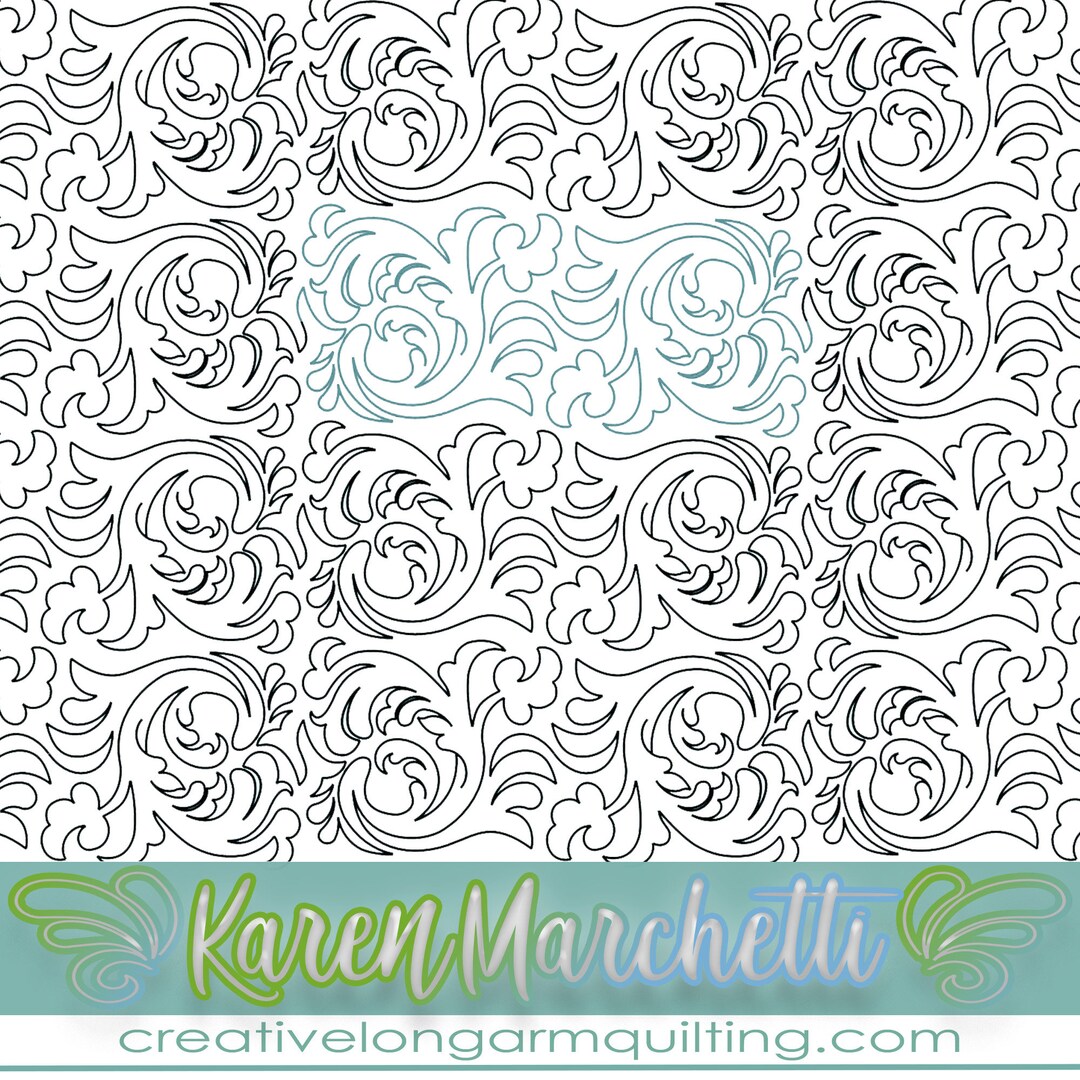 Flourish 02 Longarm Quilting Digital Design Pattern Edge to Edge E2e Panto Pantograph ...