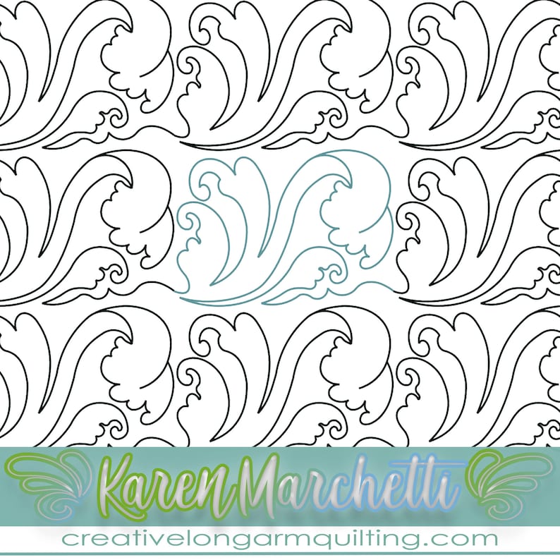 Ornamental Wave Longarm Quilting Digital Design Pattern Edge to Edge ...