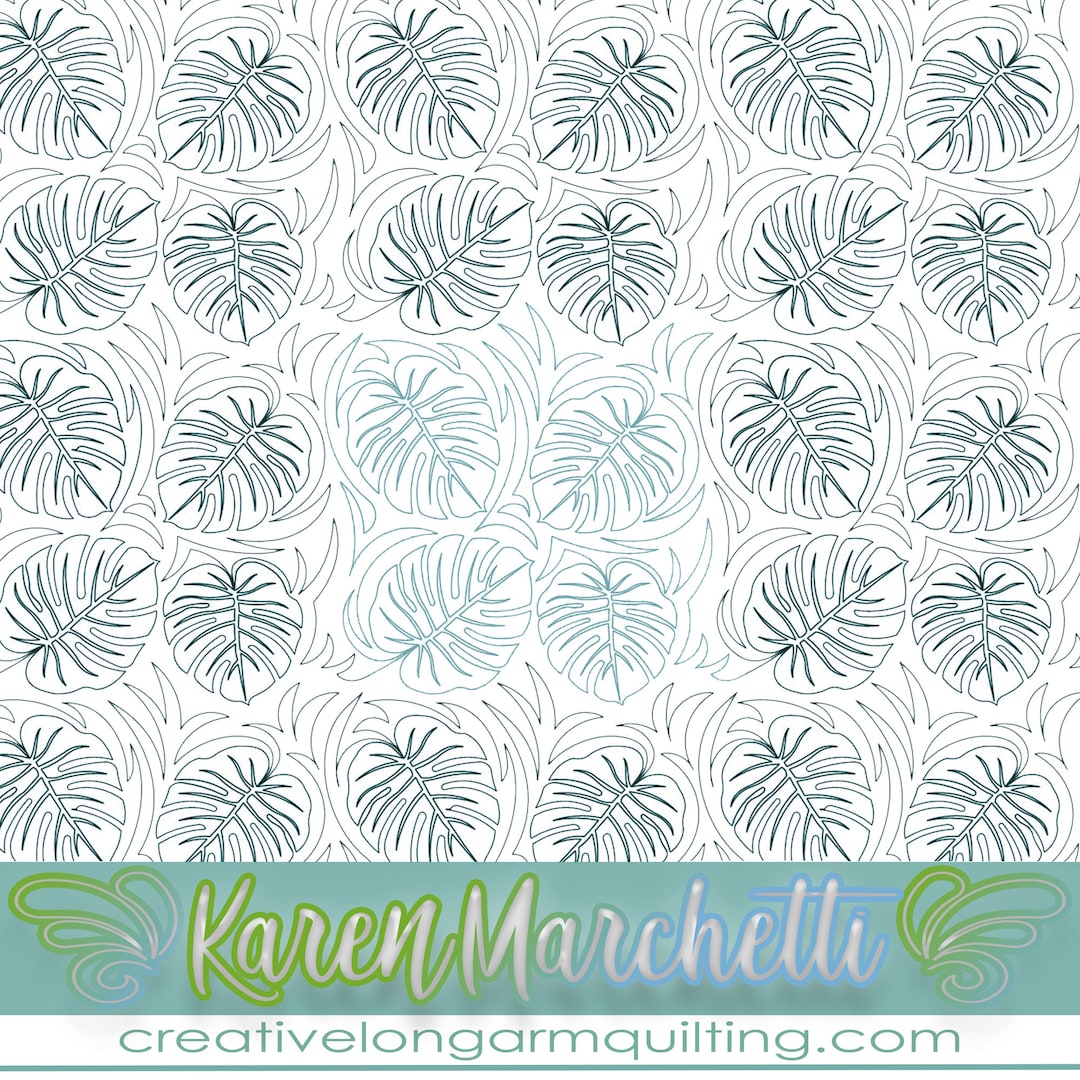 Monstera Leaves Longarm Quilting Digital Design Pattern Edge to Edge ...