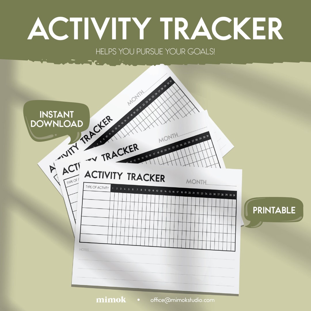 Activity Tracker Printable: Goals, Work Tracker, Task Tracker. - Etsy