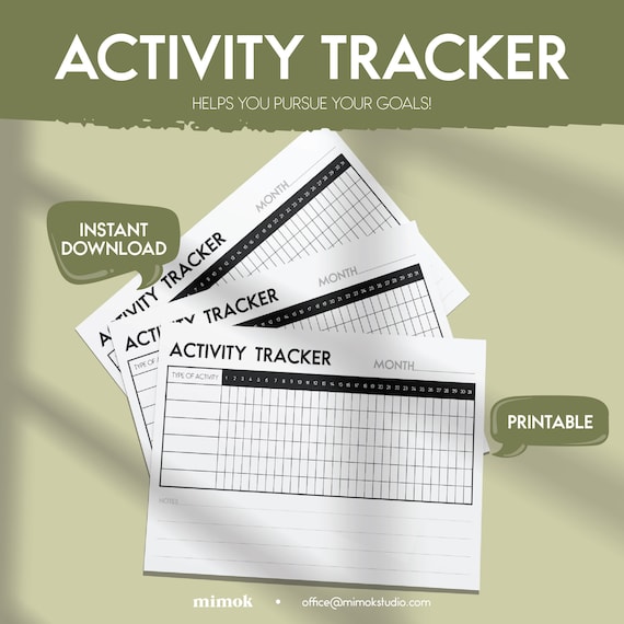 Activity Tracker Printable: Goals Work Tracker Task Tracker. - Etsy