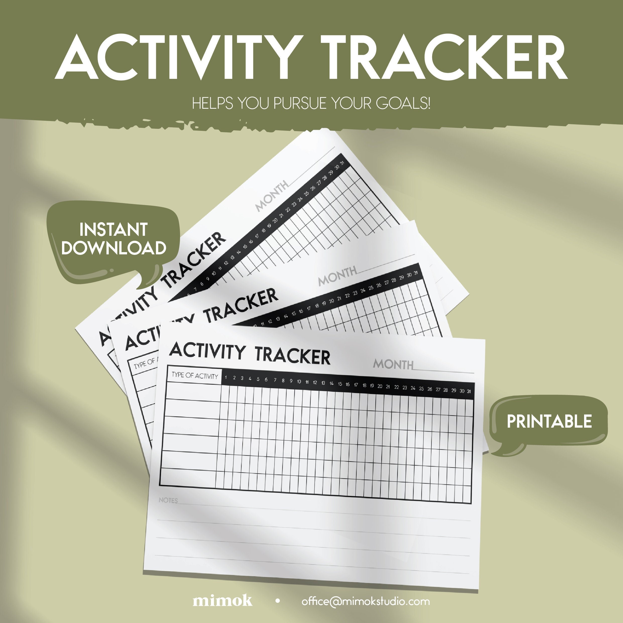 Activity Tracker Printable: Goals, Work Tracker, Task Tracker. - Etsy