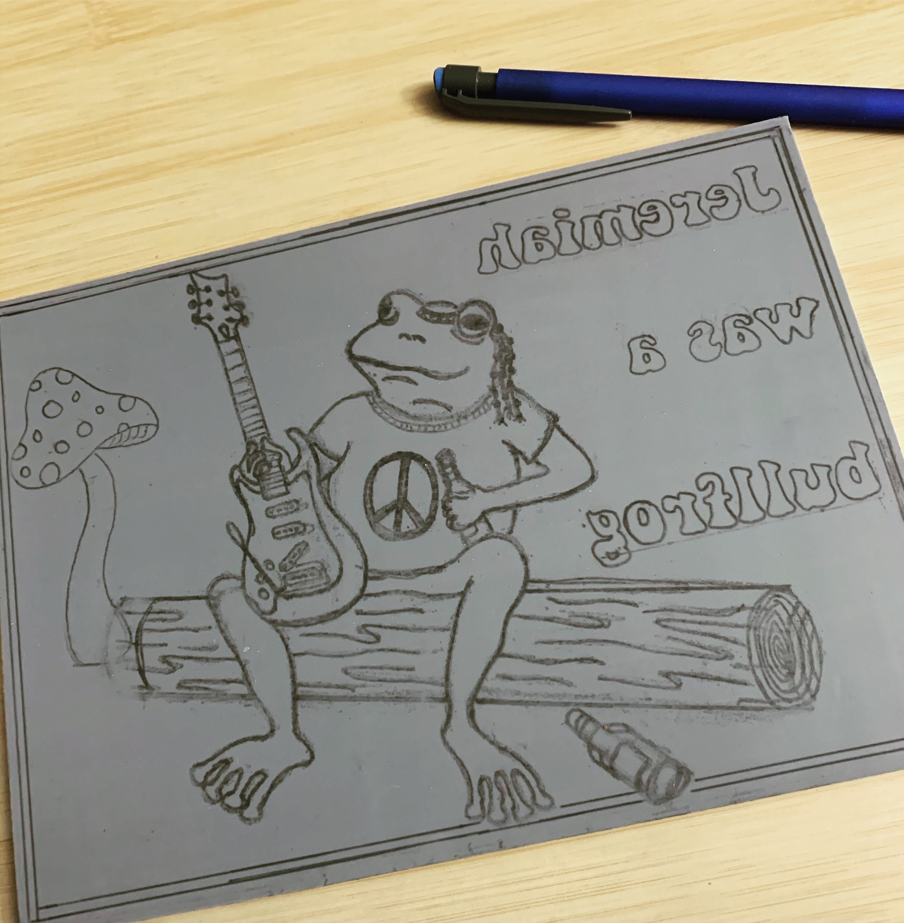 Jeremiah Was a Bullfrog Lino Print Joy to the World Print - Etsy