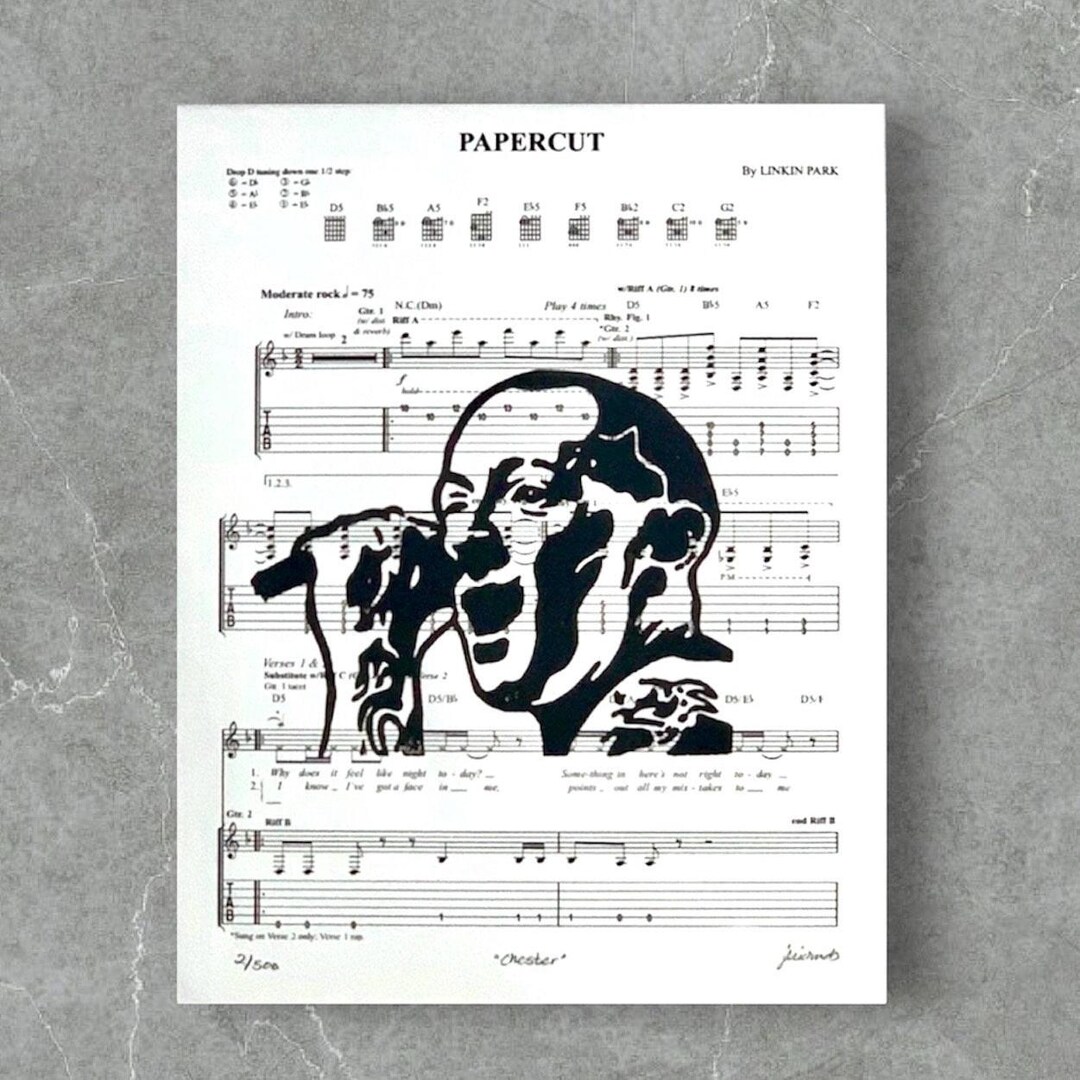 Chester Bennington Lino Print Papercut Lino Print Linkin Park Art ...