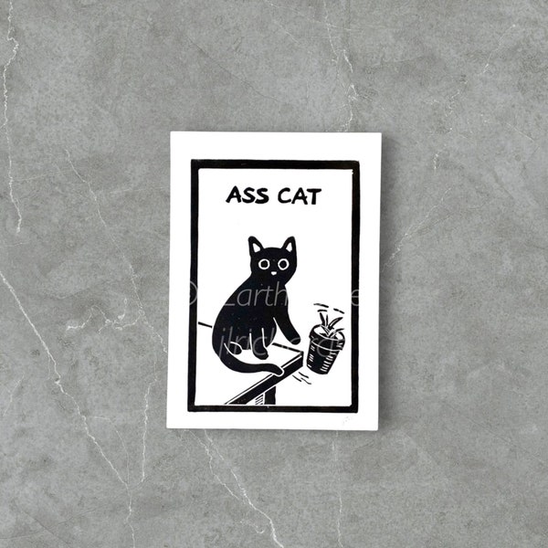 Cat Block Print - Etsy