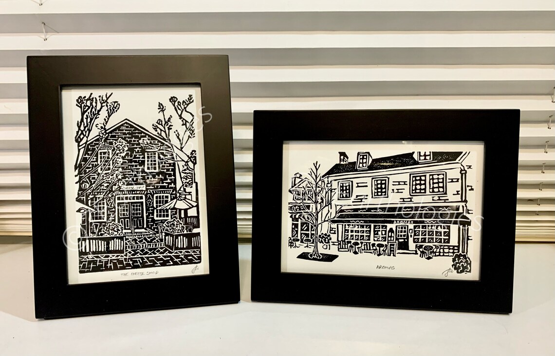 Cheese Shop Lino Print: Williamsburg College Art, Hand-printed Linocut ...