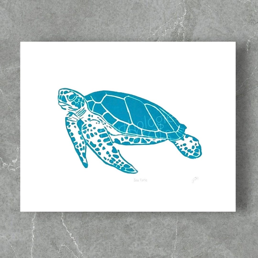 Sea Turtle Lino Print | Turtle Print | Ocean Art | Sea Turtle Art ...