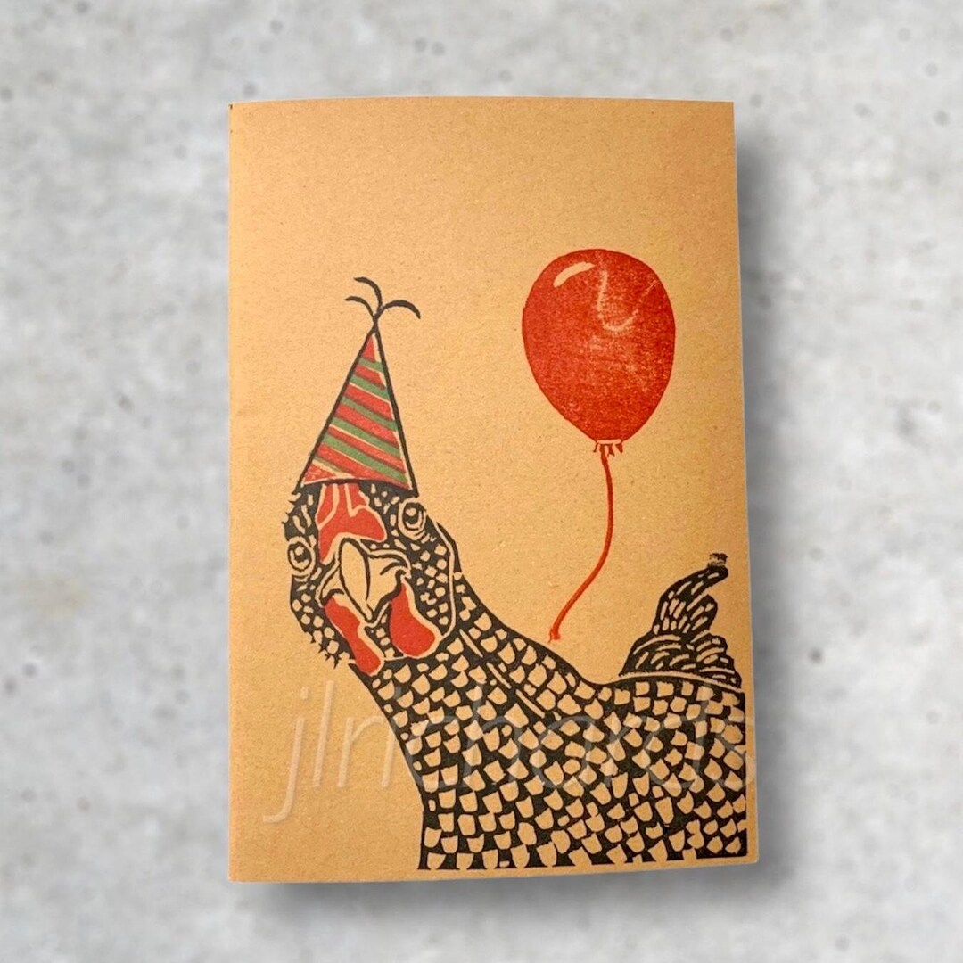 Party Chicken Lino Print Journal | Sketchbook | Chicken Art | Hand ...