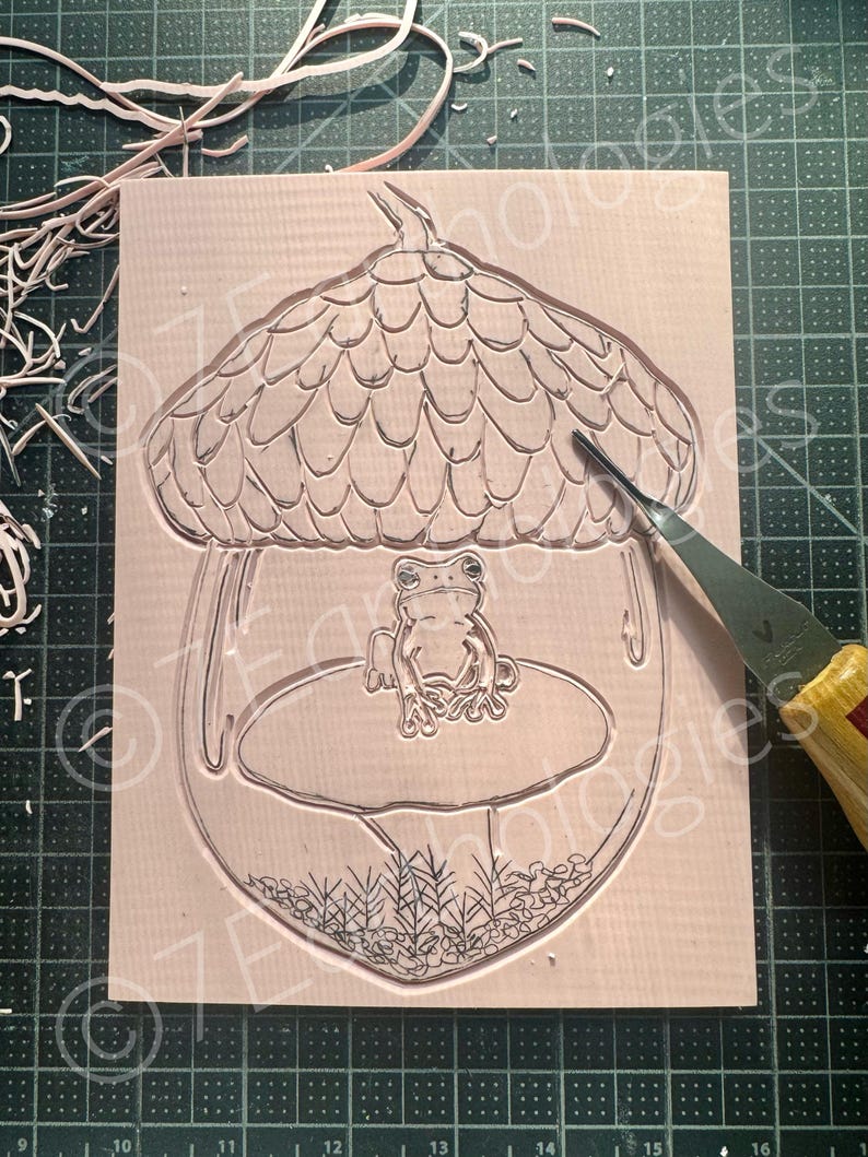 Tree Frog Art Print • Acorn Lino Print, Nature Illustration - Etsy