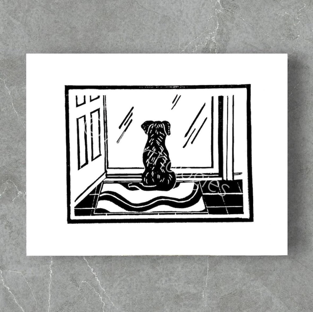 Dog Lino Print | Dog Print | Hand Printed | Linocut Print | Lino Block ...