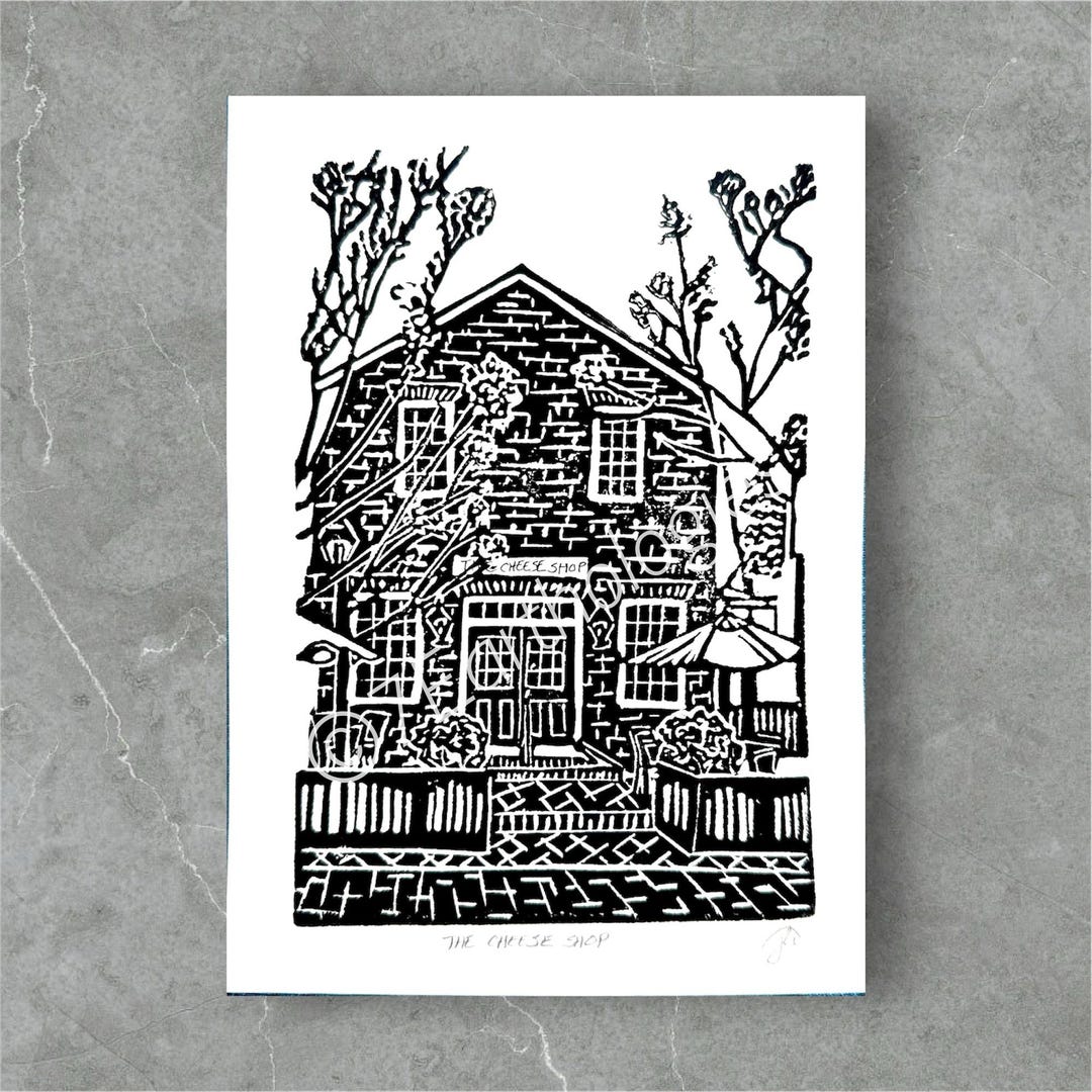 Cheese Shop Lino Print: Williamsburg College Art, Hand-printed Linocut ...