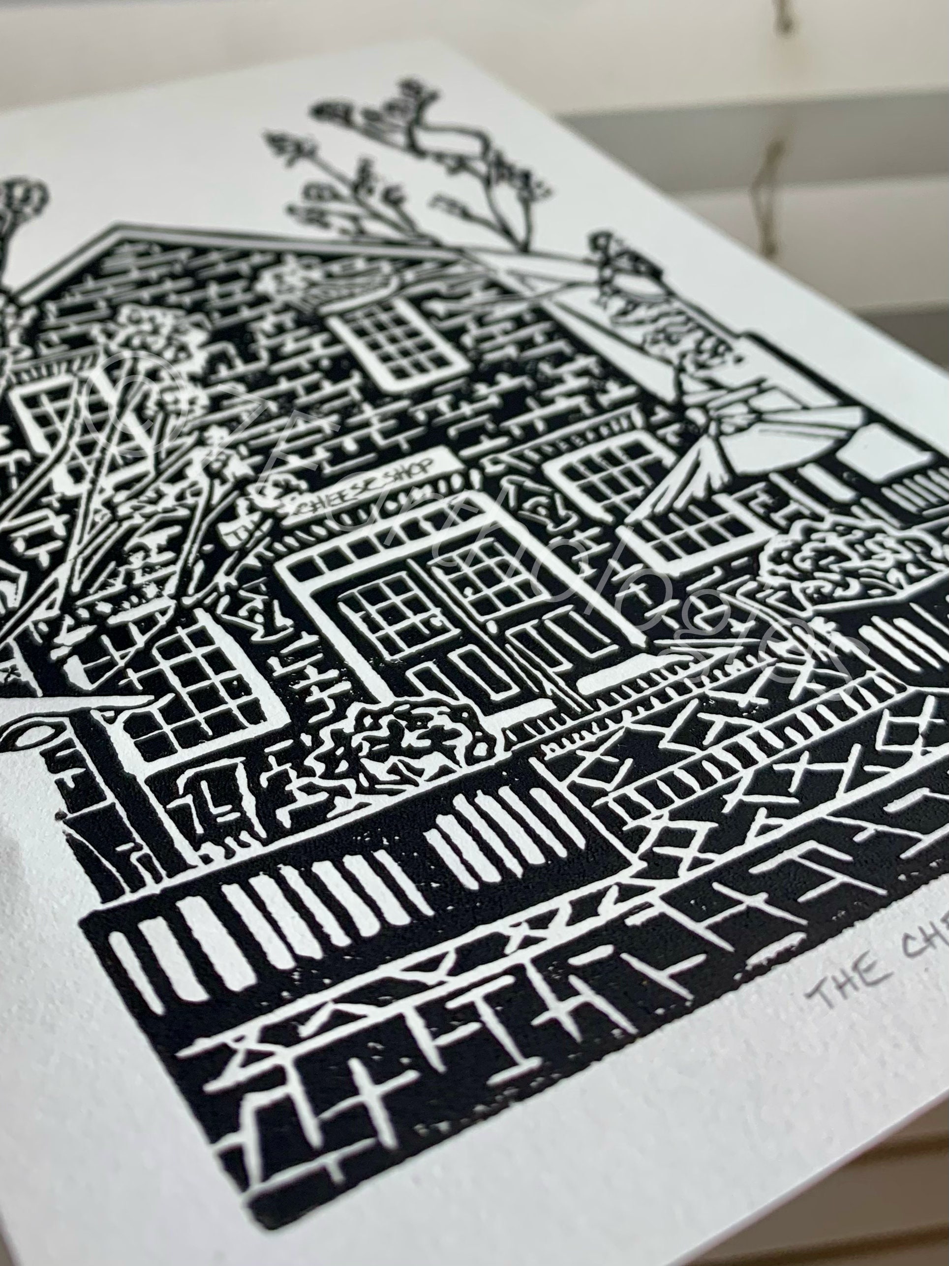 Cheese Shop Lino Print: Williamsburg College Art, Hand-printed Linocut ...