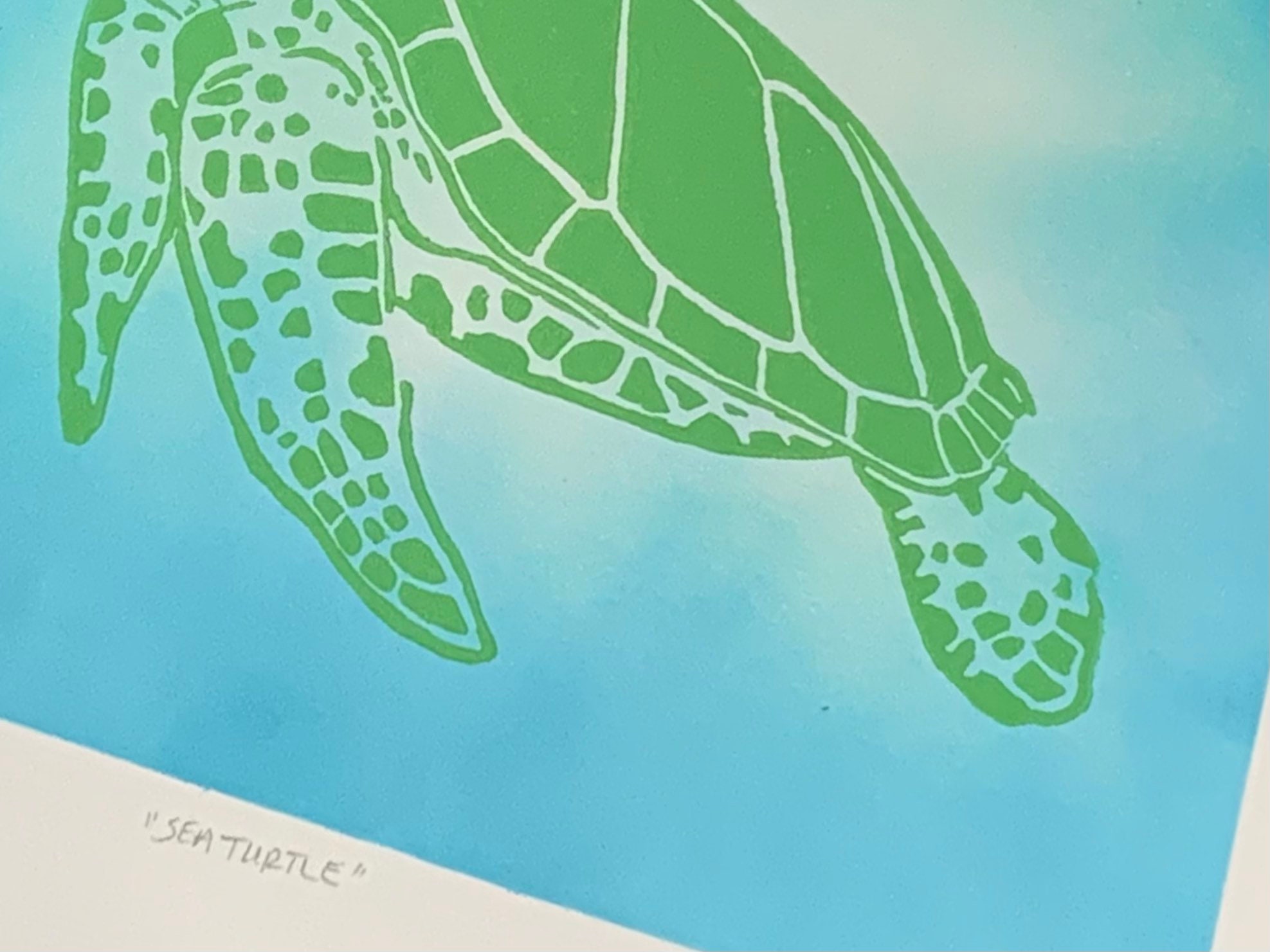 Sea Turtle Lino Print Turtle Print Ocean Art Sea Turtle Art Hand ...