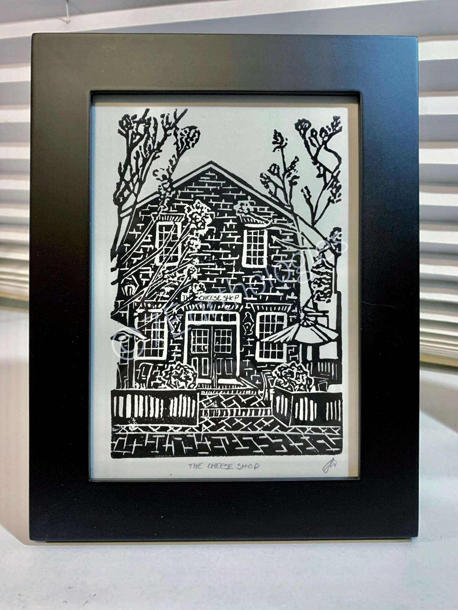 Cheese Shop Lino Print: Williamsburg College Art, Hand-printed Linocut ...