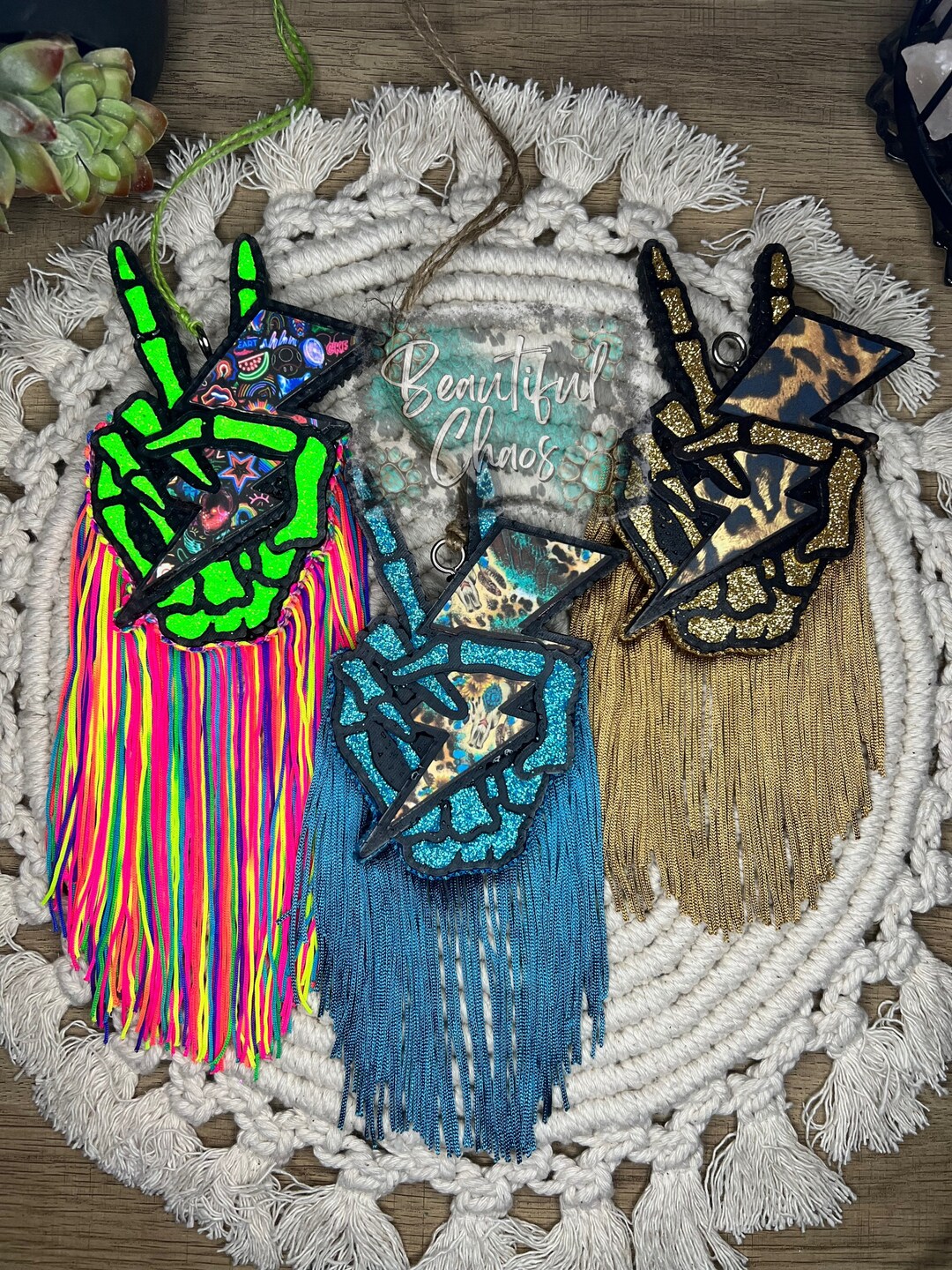 Peace Skeleton Hand With Bolt Freshie/ Skelly Hand/ Air - Etsy