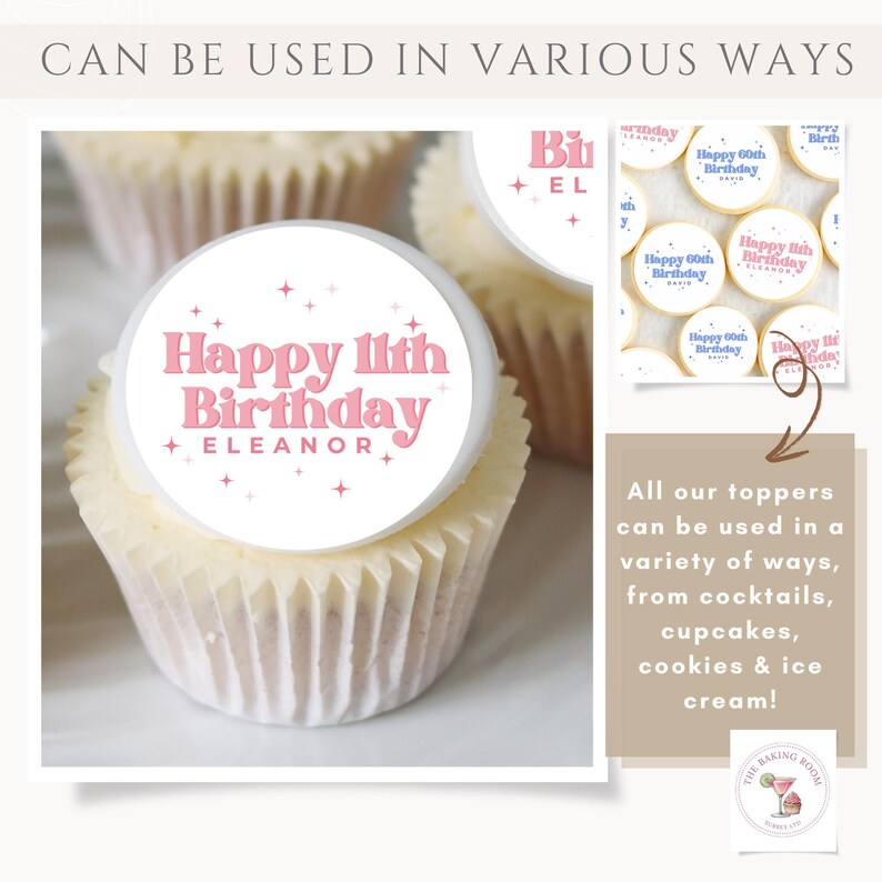 Personalised Edible Wafer Birthday Toppers – Custom Name and Age – Fun ...