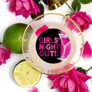 12 X Girls Night Edible Wafer Cocktail Drink Beverage Toppers Girls ...