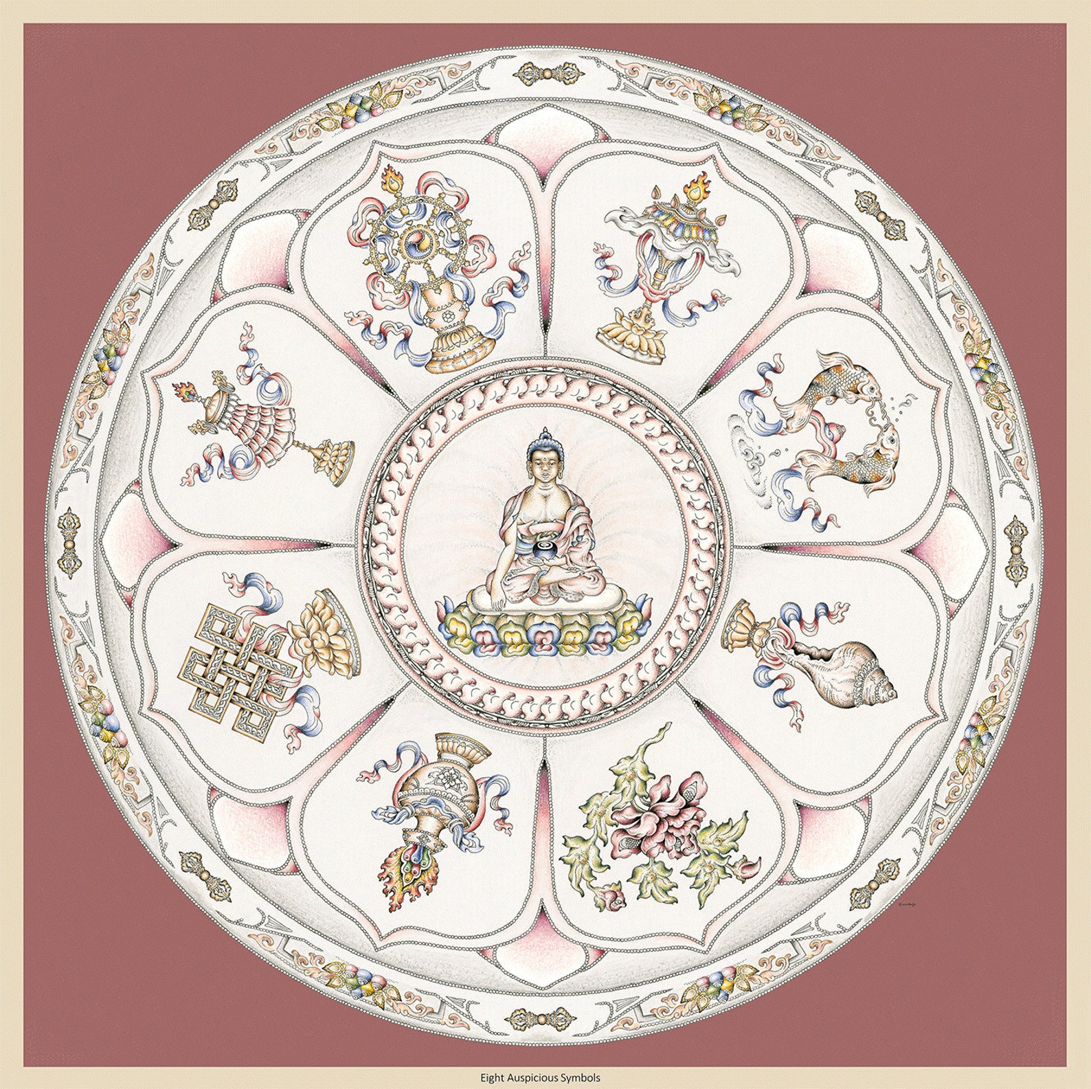 The Eight Auspicious Symbols Thangka Printings Tibetian | Etsy Singapore