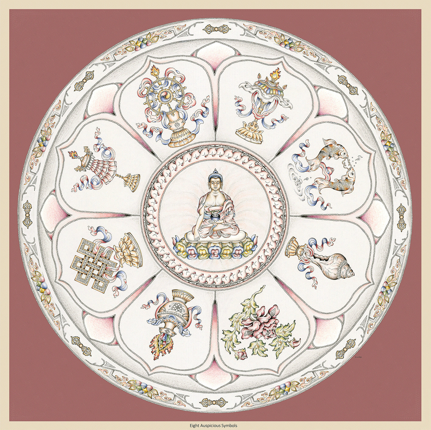 The Eight Auspicious Symbols Thangka printings Tibetian | Etsy