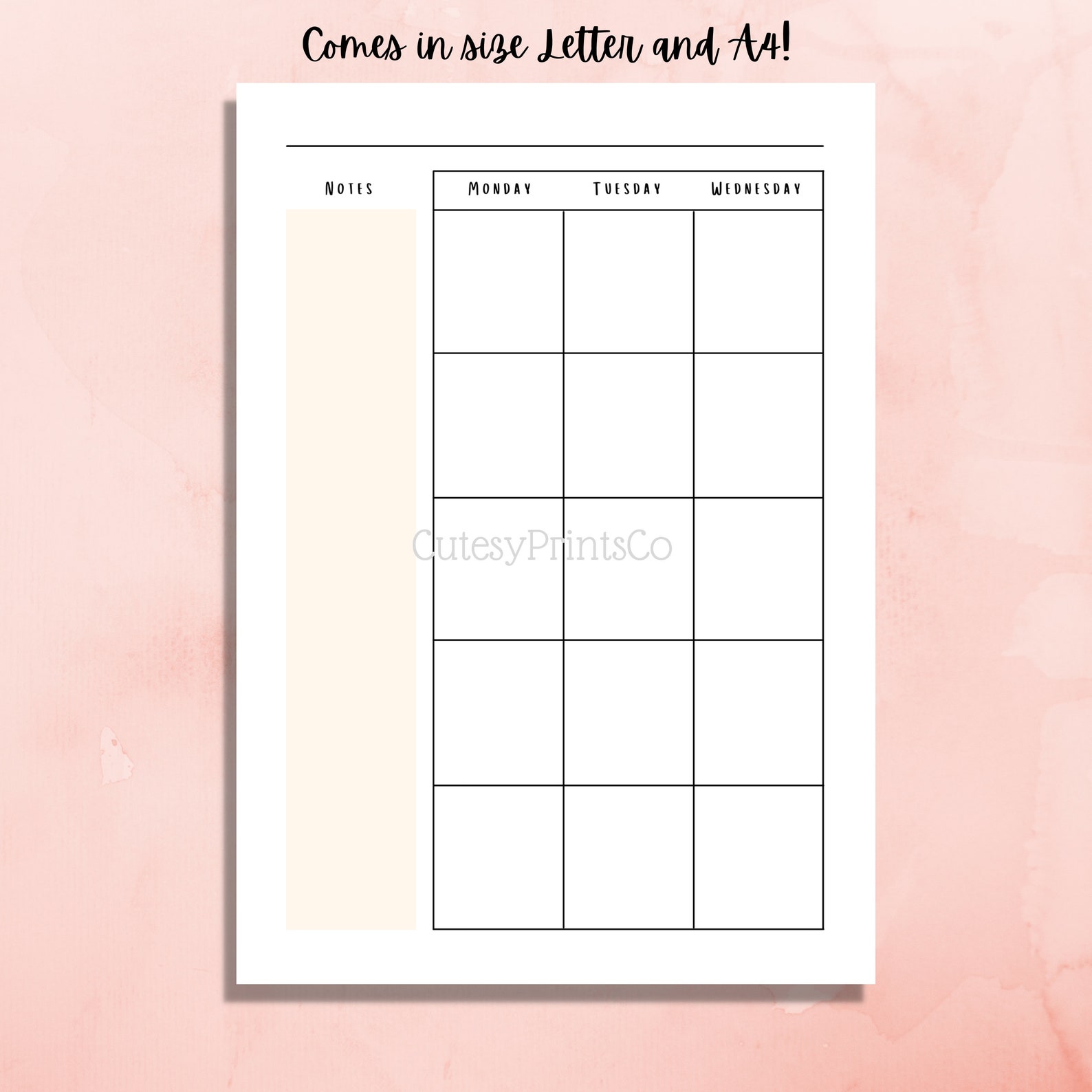 Blank Monthly Calendar Printable PDF, Monthly Planner Digital Printable ...