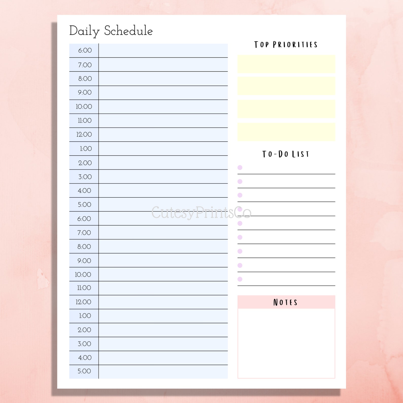 Daily Schedule Printable, Weekly Planner Printable, to Do List Planner ...