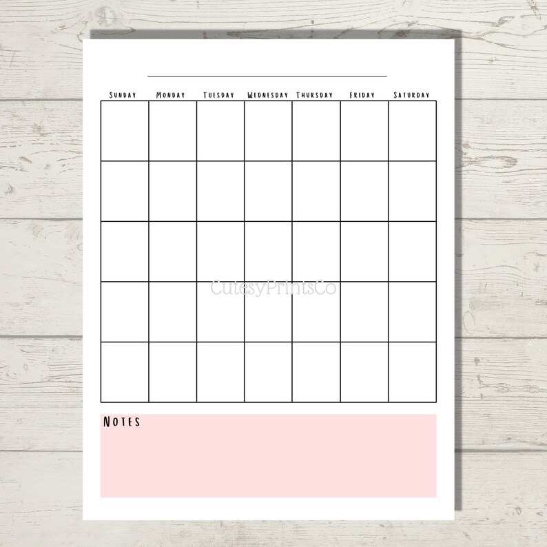 Monthly Calendar Printable, Calendar Printable Blank, Monthly Planner ...